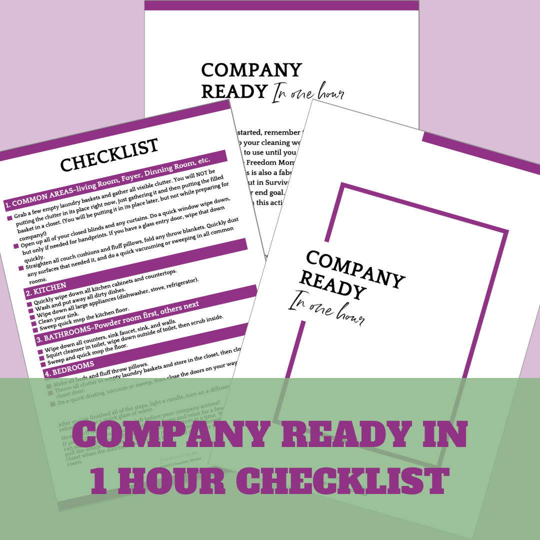 Company Ready In 1 Hour Checklist Printable – Freedom Moms Store